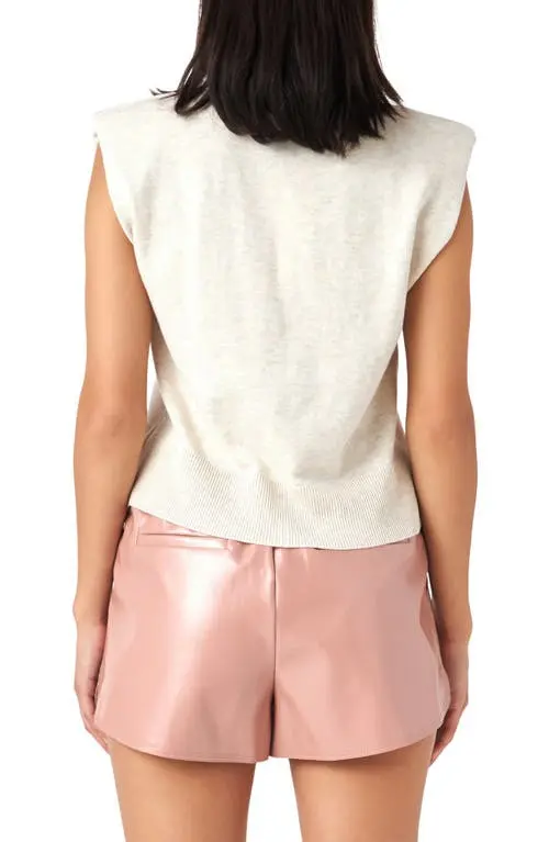 GREY LAB Crop Cap-sleeve Knit Polo - Cream