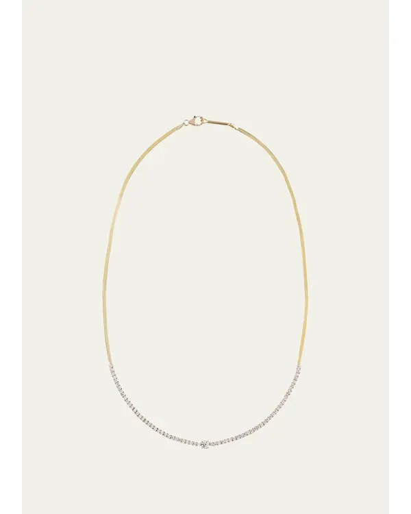 Lana Jewelry Flawless Herringbone Diamond Tennis Necklace - Yg