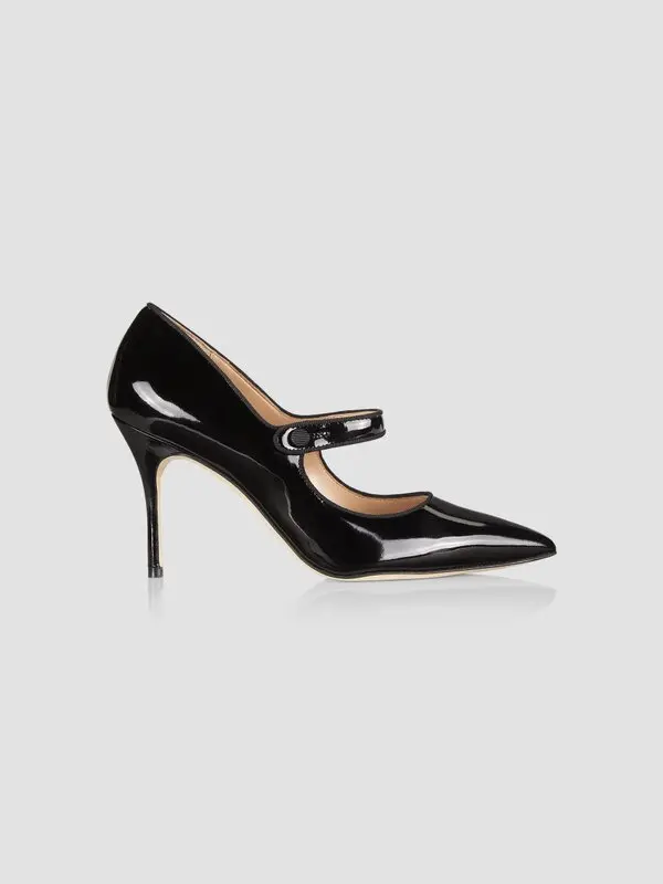 Manolo Blahnik Campari 90mm Patent Leather Mary Jane Pumps - Black