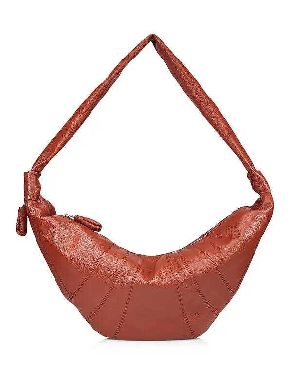 Lemaire Large Croissant Leather Shoulder Bag Brick Brown
