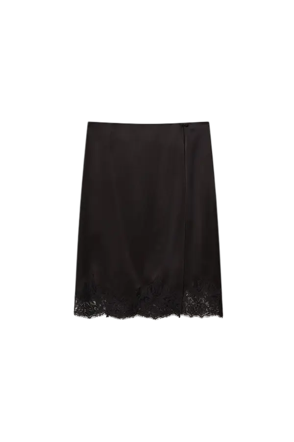 Stella McCartney Lace Satin Midi Skirt - Black