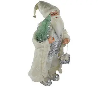NORTHLIGHT 2' Standing Santa Figure Carrying A Reen Pine Tree