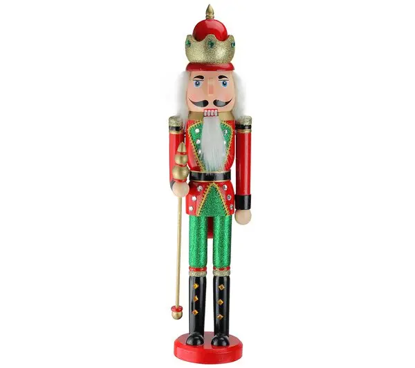 NORTHLIGHT 24' Red & Green Wooden Nutcracker Ki G With Scepter - One-color
