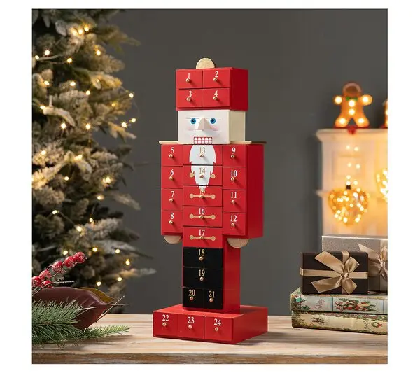 GLITZHOME 17.25h Christmas Nutcracker Countdown Calendar
