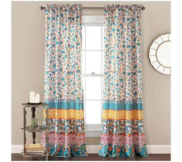 LUSH DECOR Emily Boho Stripe Window Curtain Panel Set L Ush Decor - One-color