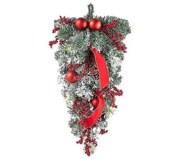 GLITZHOME 25h Berry, Ornament And Pinecone Ribon Teardrop - One-color