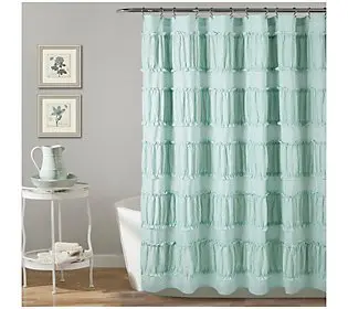 LUSH DECOR Nova Ruffle Shower Curtain 72x72 By - One-color