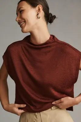 Anthropologie Sleeveless Funnel-neck Top