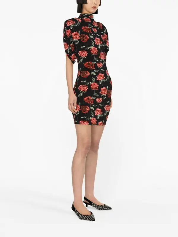 Magda Butrym Floral-print Mock-neck Minidress