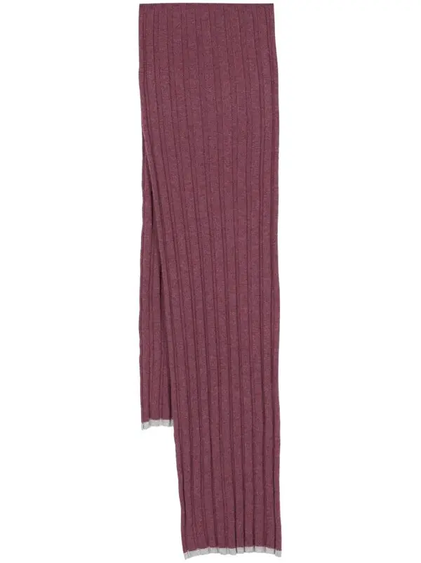 Brunello Cucinelli Ribbed-knit Cashmere Scarf - Purple
