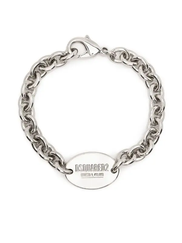 Dsquared2 Logo-engraved Chain-link Id Bracelet - Silver