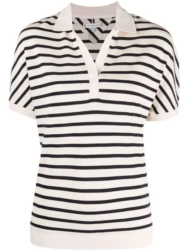 Tommy Hilfiger Striped Split-neck T-shirt