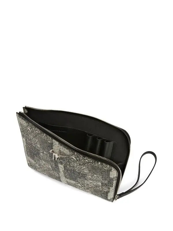GIUSEPPE ZANOTTI Paisley-print Leather Pouch