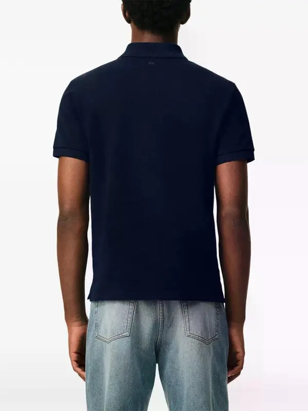 AMI Paris De Coeur Embroidered-logo Polo Shirt - Blue