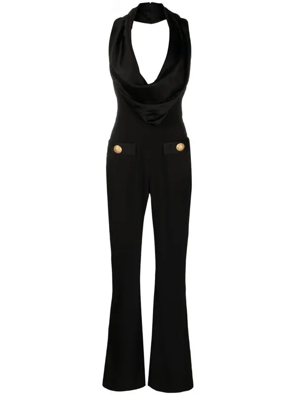 Balmain Off-shoulder Sleeveless Jumpsuit - Black