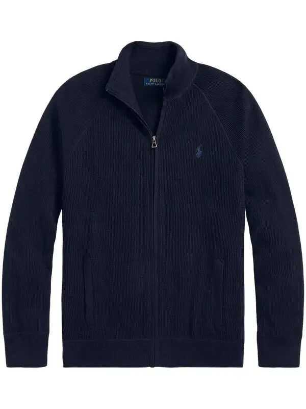 Ralph Lauren Polo Pony Zip-Up Cotton Cardigan - Blue | Editorialist