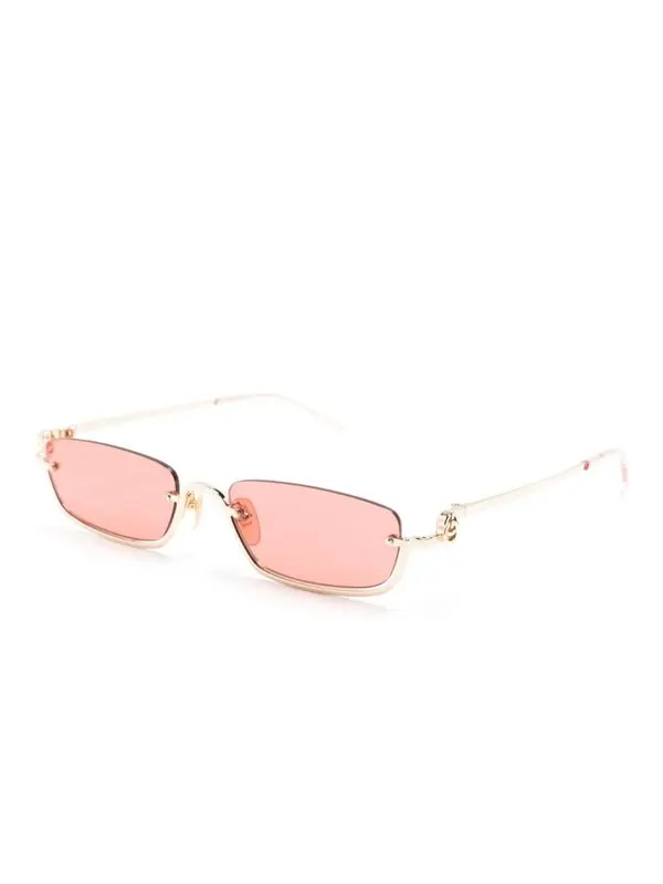 Gucci Metallic Rectangular-frame Sunglasses