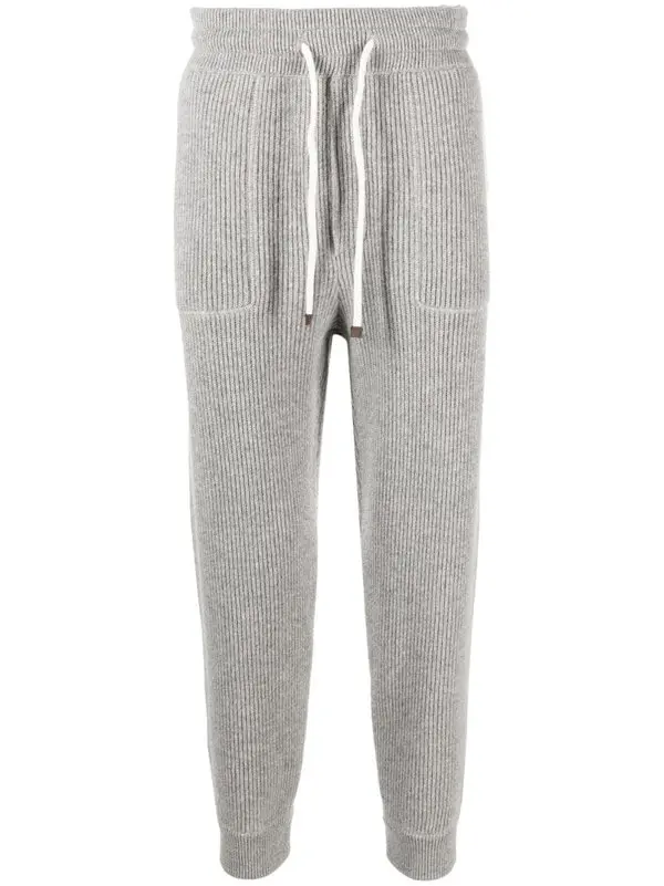 Brunello Cucinelli Drawstring Cashmere Track Pants - Grey