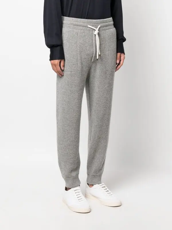 Brunello Cucinelli Drawstring Cashmere Track Pants - Grey