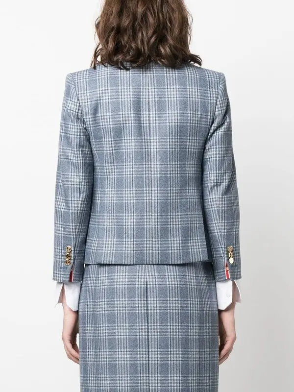 Thom Browne Check-print Single-breasted Blazer - Blue