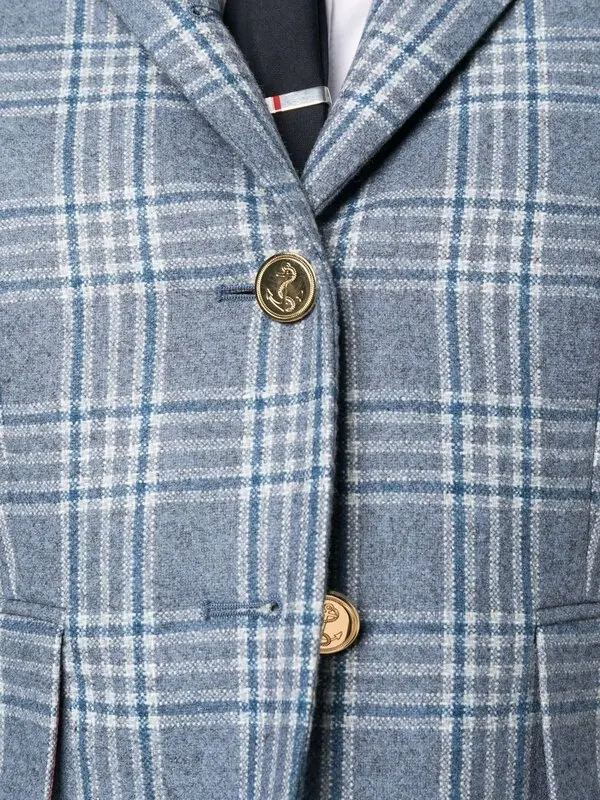 Thom Browne Check-print Single-breasted Blazer - Blue