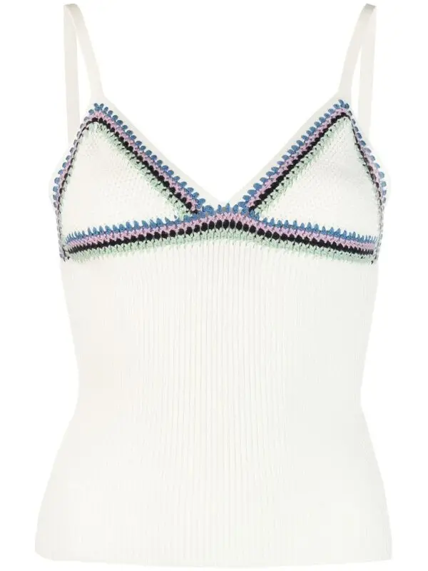Chloé V-neck Fine-knit Top - White