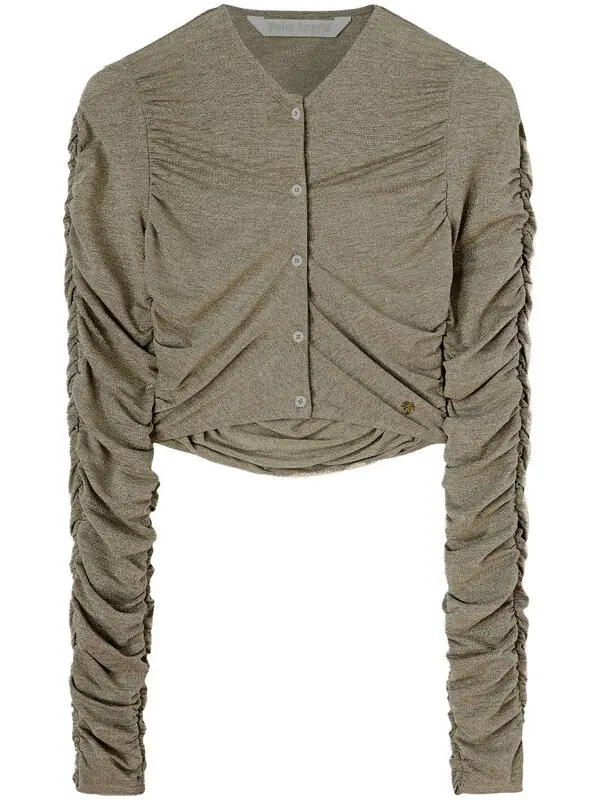 Palm Angels Ruched Lurex Cropped Cardigan