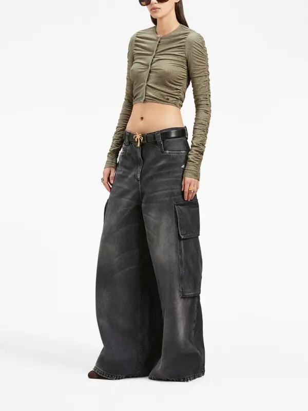 Palm Angels Ruched Lurex Cropped Cardigan