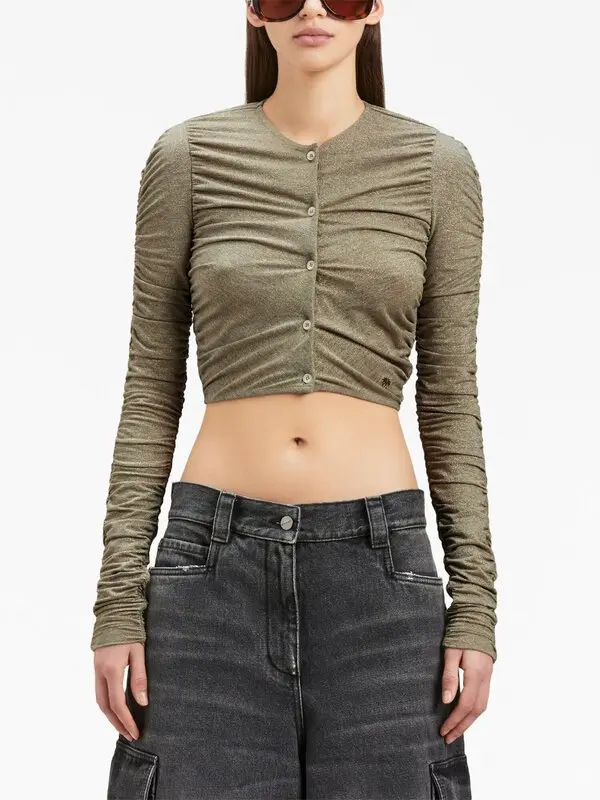 Palm Angels Ruched Lurex Cropped Cardigan