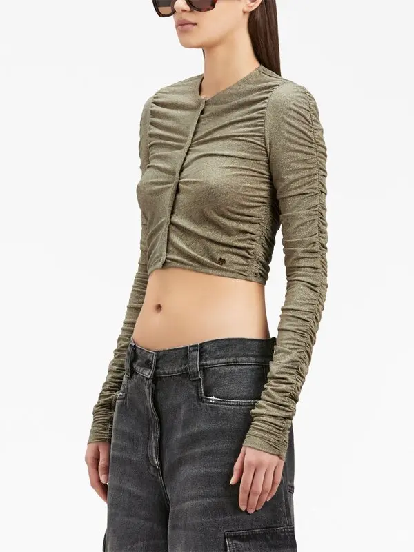 Palm Angels Ruched Lurex Cropped Cardigan