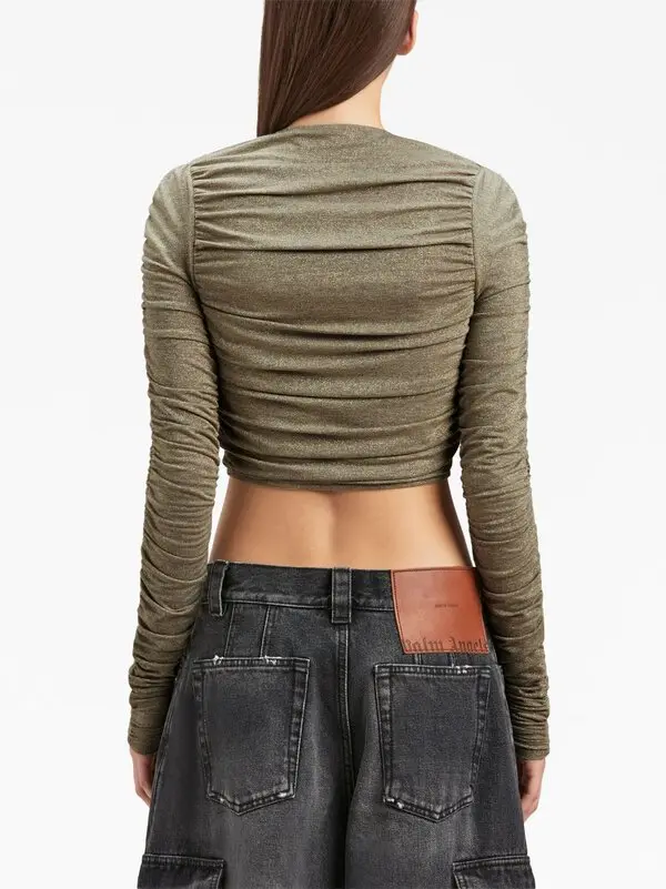 Palm Angels Ruched Lurex Cropped Cardigan
