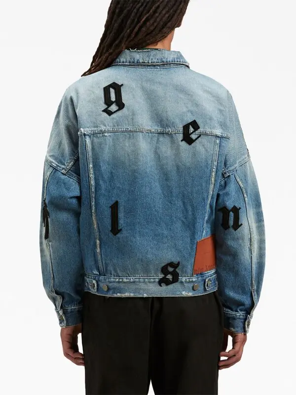 Palm Angels Logo-patches Denim Jacket - Blue