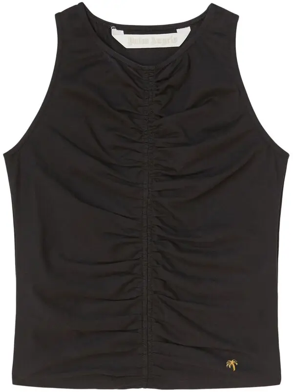 Palm Angels Ruched Stretch-cotton Tank Top