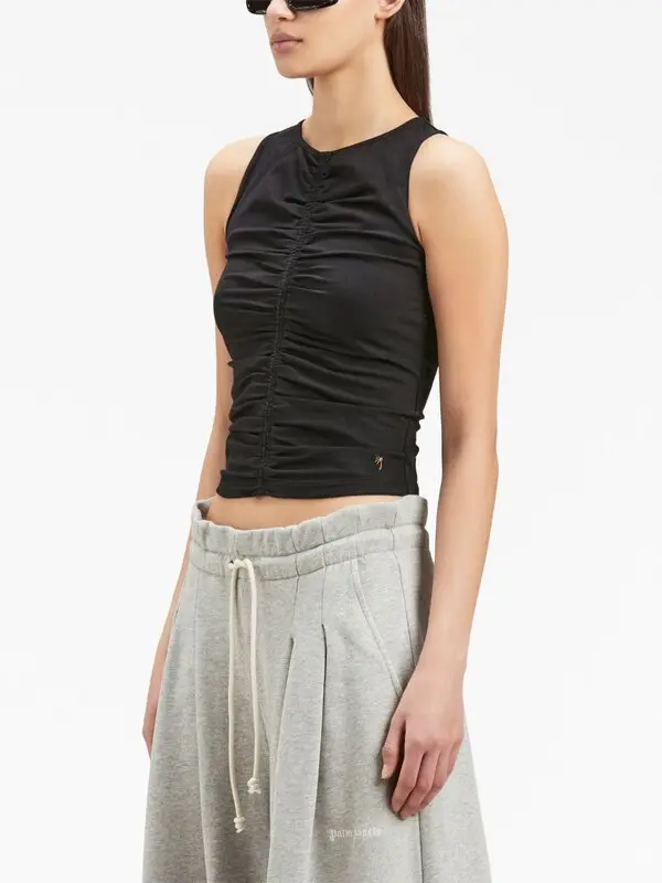 Palm Angels Ruched Stretch-cotton Tank Top