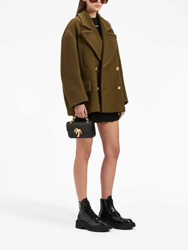Palm Angels Palm-embroidery Double-breasted Coat