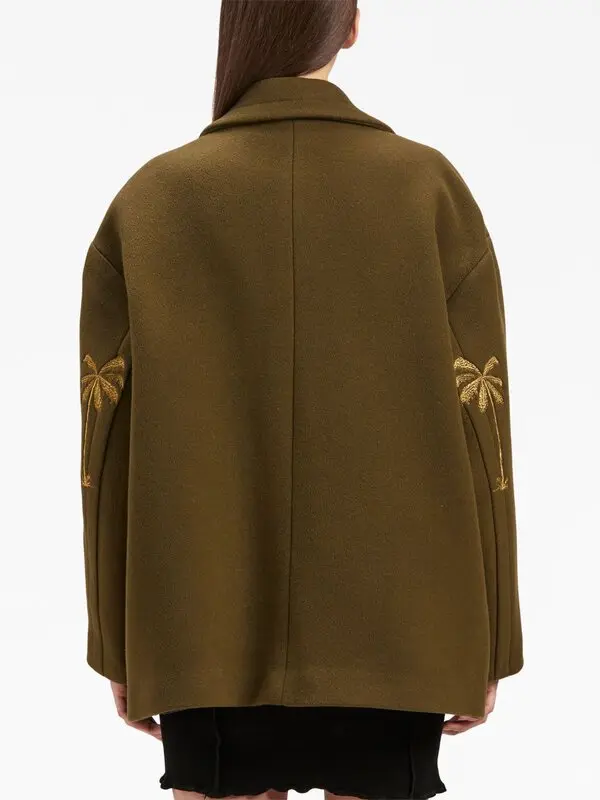 Palm Angels Palm-embroidery Double-breasted Coat