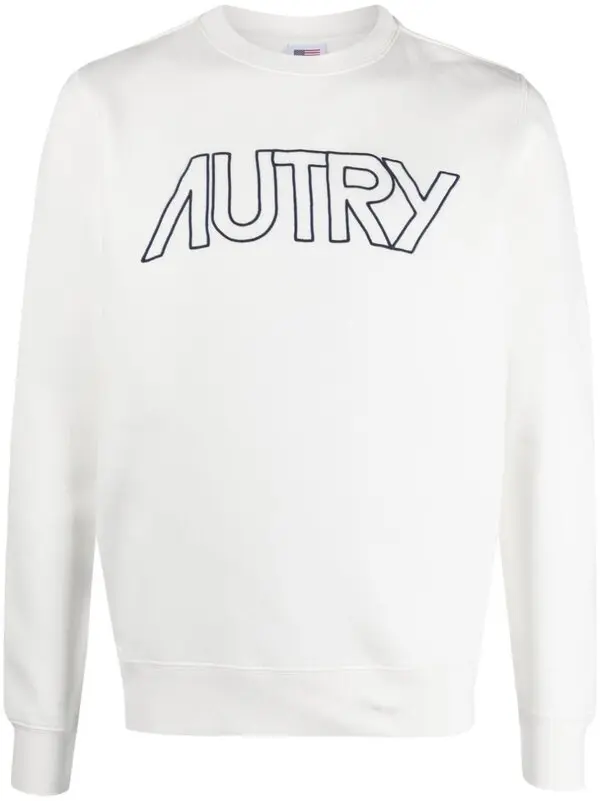 AUTRY Logo-embroidered Cotton Sweatshirt - White