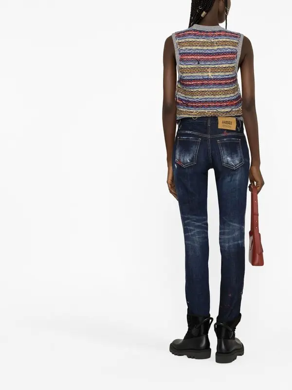 Dsquared2 Low-rise Embroidered Skinny Jeans - Blue