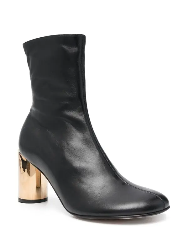 LANVIN 75mm Round-toe Leather Boots