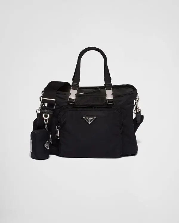 Prada Re-nylon And Saffiano Leather Pet Bag - Black