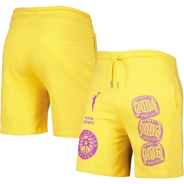 PLAYA SOCIETY Los Angeles Sparks Legacy Logo Shorts - Gold