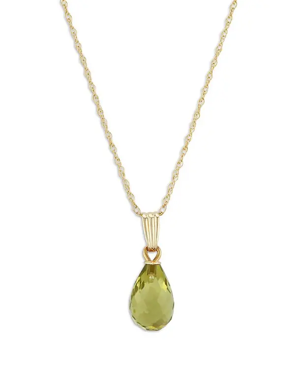 Bloomingdale'S 14k Yellow Gold Peridot Pendant Necklace - Green/gold