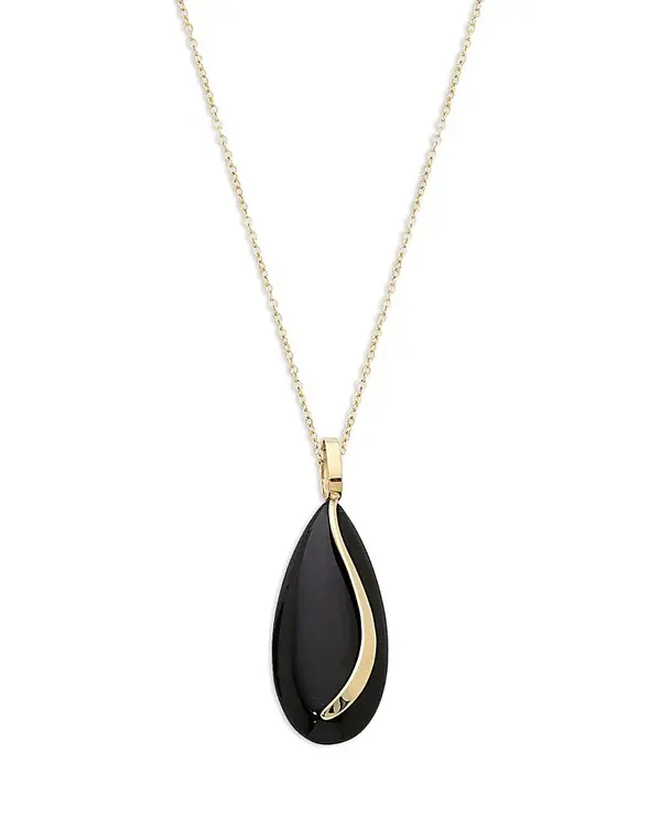Bloomingdale'S 14k Yellow Gold And Onyx Pendant Necklace - Black/gold