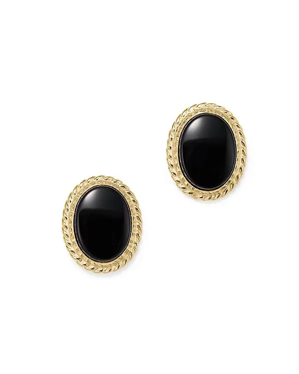 Bloomingdale'S 14k Yellow Gold Onyx Stud Earrings - Onyx/gold