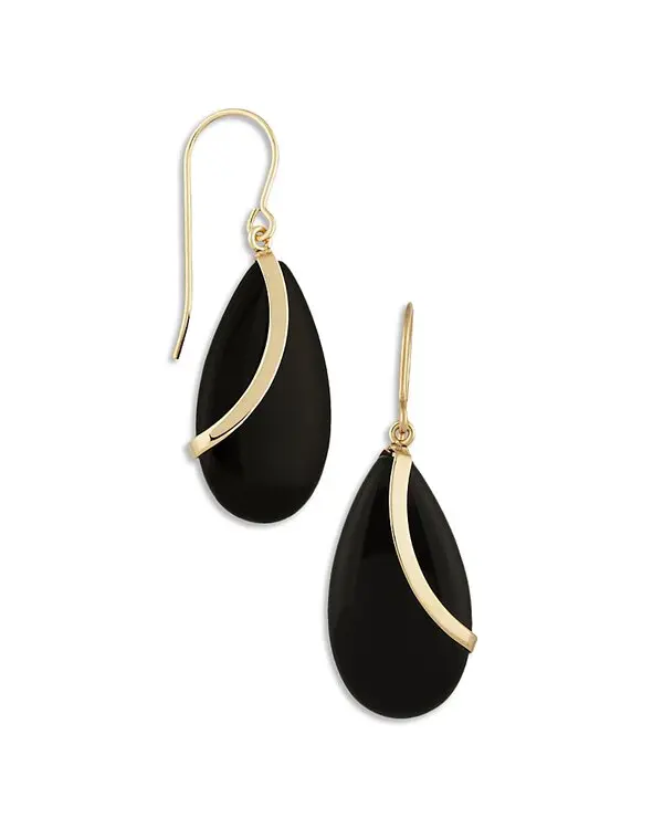 Bloomingdale'S 14k Yellow Gold Onyx Drop Earrings - Black/gold