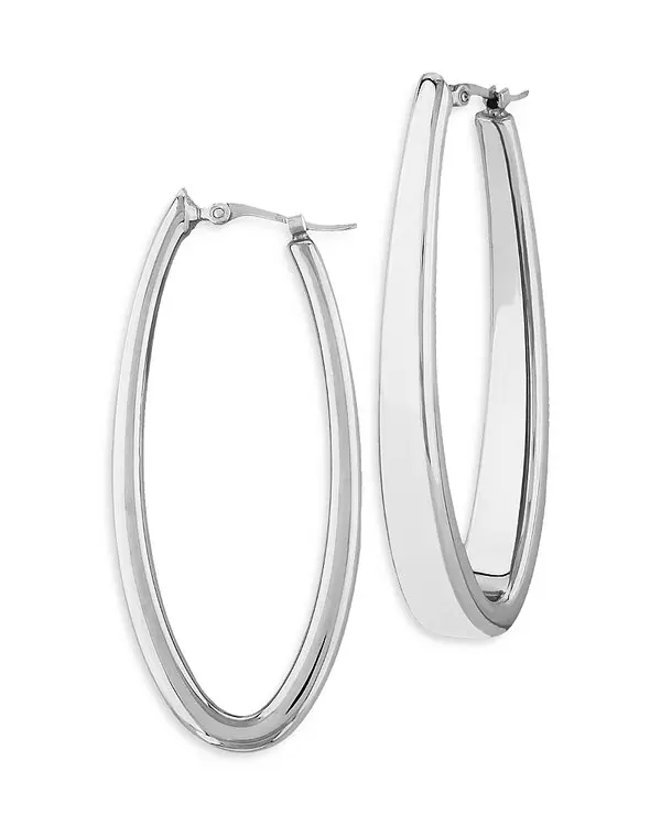 Aqua Bloomingdale's Fine Collection Oval Hoop Earrings - Silver