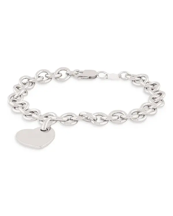 Aqua Sterling Heart Tag Bracelet - Silver