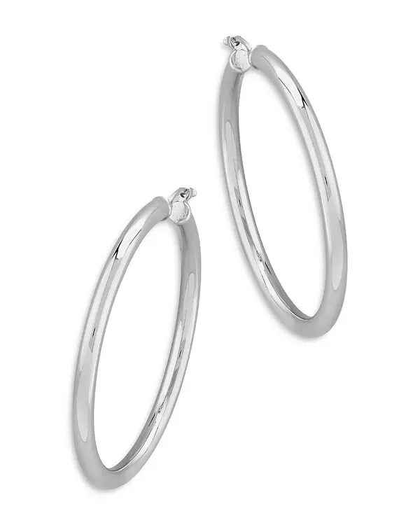 Aqua Sterling Tube Hoop Earrings - Silver