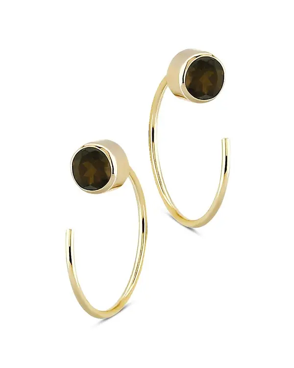 Bloomingdale'S 14k Yellow Smoky Quartz Hoop Earrings - Gold