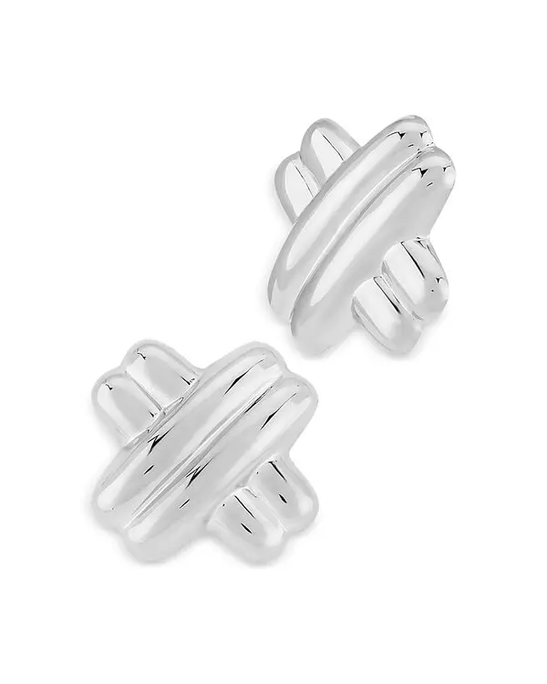 Aqua Fine Collection Medium Crossover Earrings - Silver